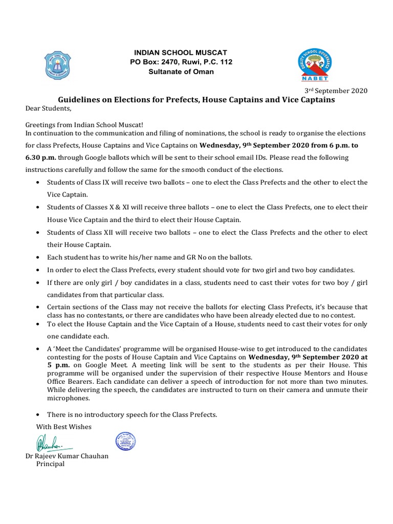 CIRCULAR - Prefect Elections (Senior School) | PDF | Accountability ...