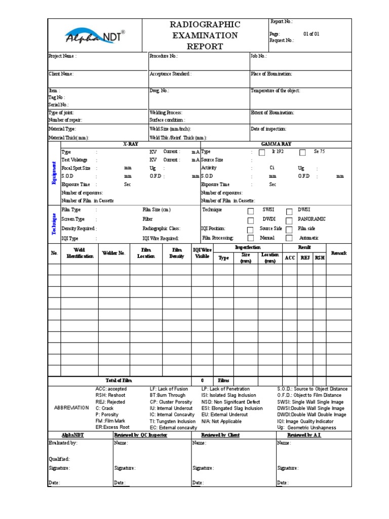 Radiographic Examination: Evaluated By: Name: Name: Name | PDF ...