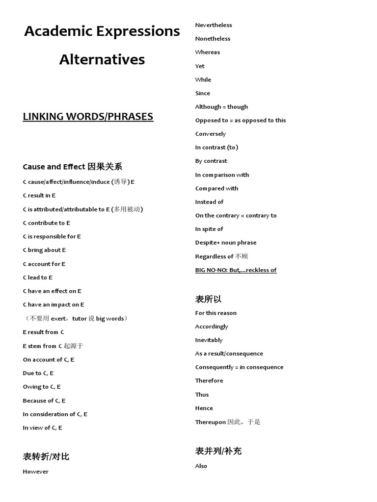 Academic Linking Words Guide | PDF | Psychology | Epistemology