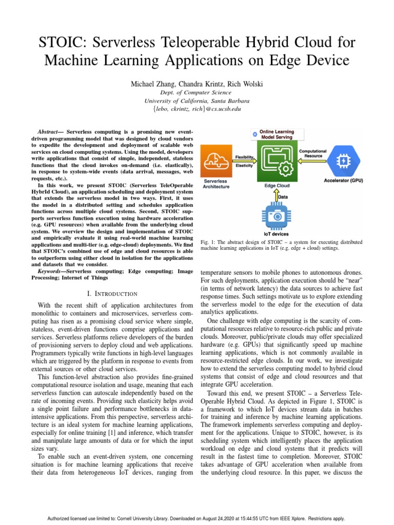STOIC: Serverless Teleoperable Hybrid Cloud For Machine Learning Applications On Edge Device ...