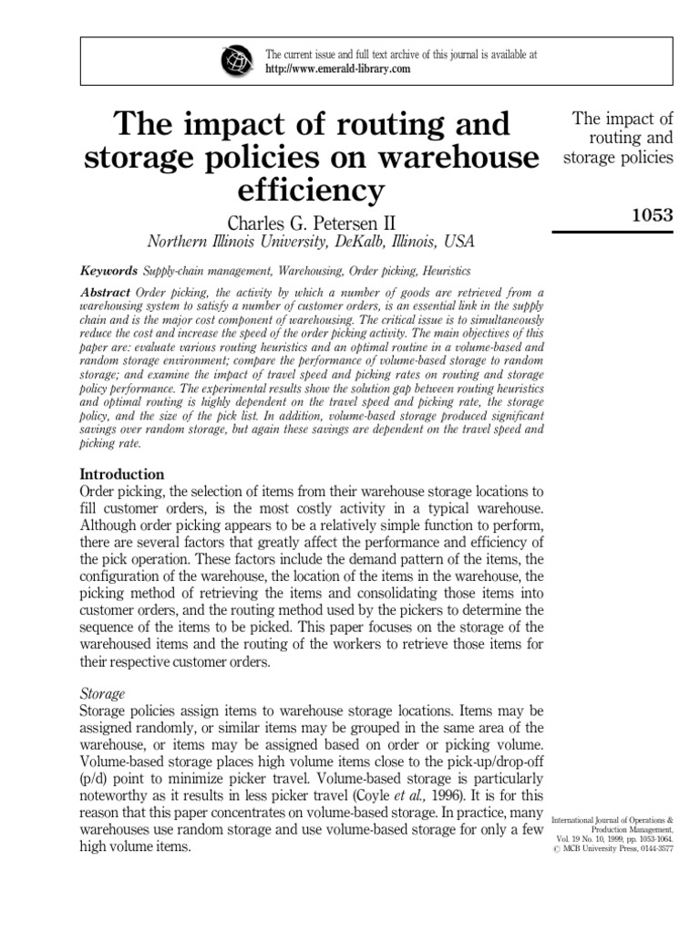 The Impact of Routing and Storage Policies On Warehouse Efficiency PDF ...