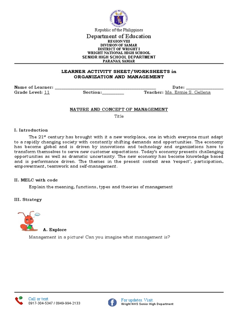 Department of Education: Learner Activity Sheet/Worksheets in ...