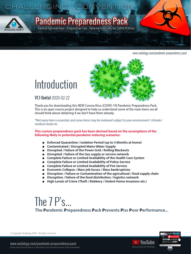 COVID19 Pandemic Preparedness Pack - 1.1 | PDF | Foods | Cookware And ...