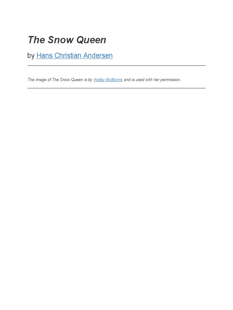 The Snow Queen: Hans Christian Andersen | PDF | The Snow Queen