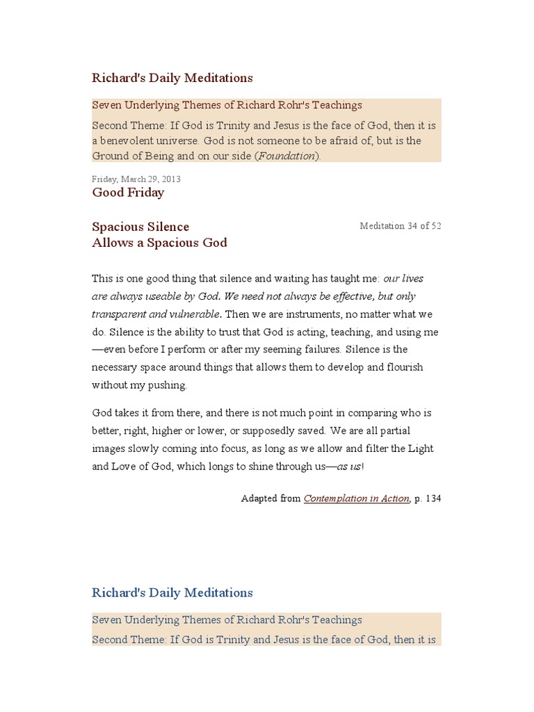 Richard Rohr 1 | PDF | Grace In Christianity | God