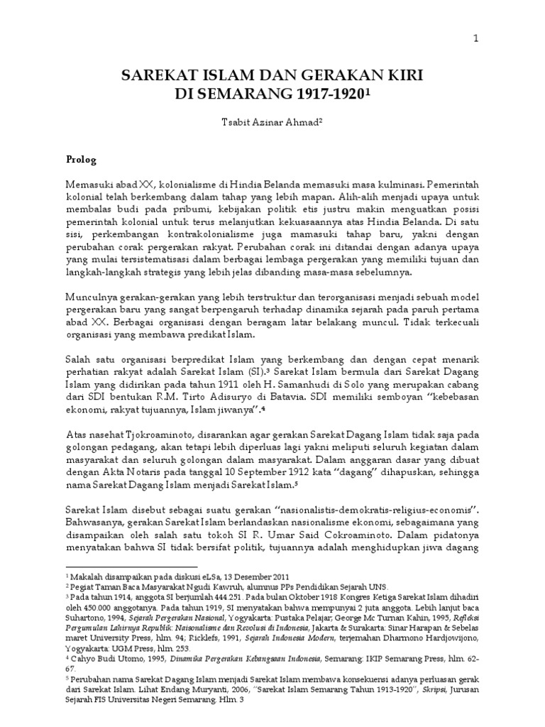 Sarekat Islam Semarang 1911-1920 | PDF | Sejarah | Agama & Spiritualitas