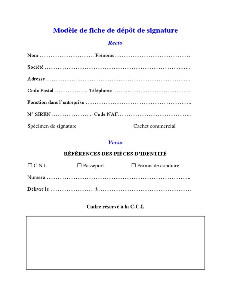 Modele de Fiche de Depot de Signature | PDF