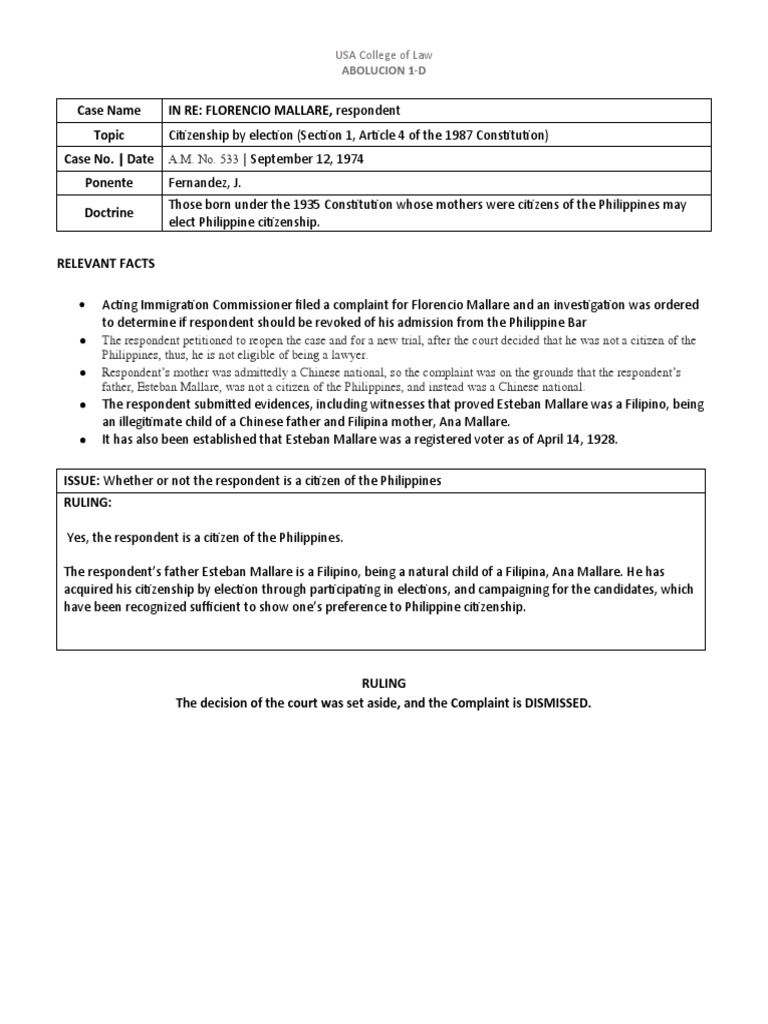 in Re Mallare 1974 59 SCRA 45 | PDF