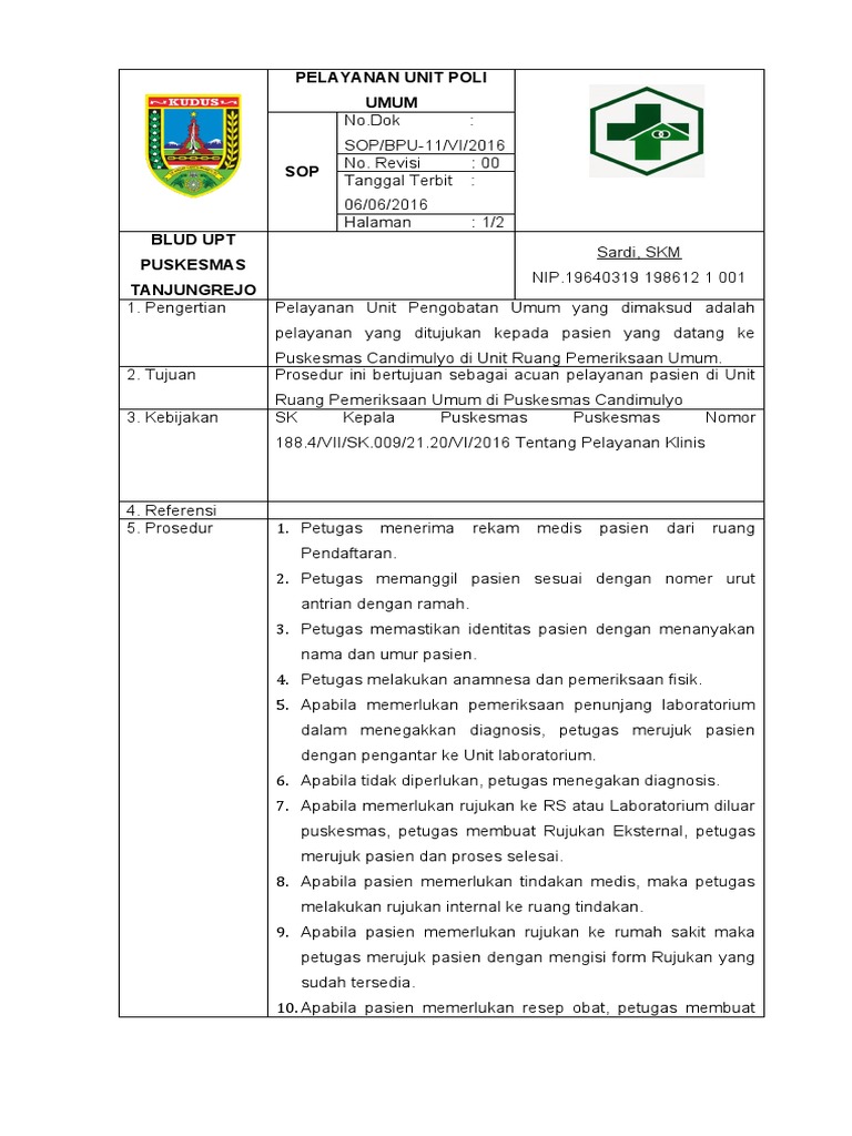 01-PELAYANAN POLI UMUM Contoh (Repaired) | PDF