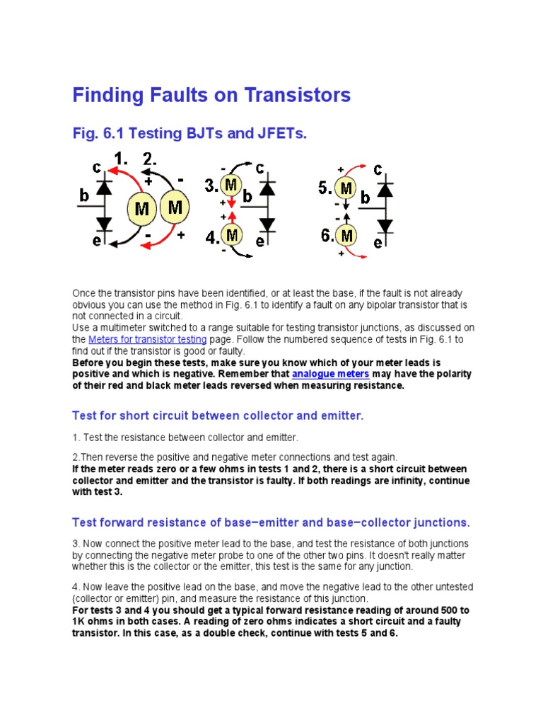 Finding Faults On Transistors | PDF