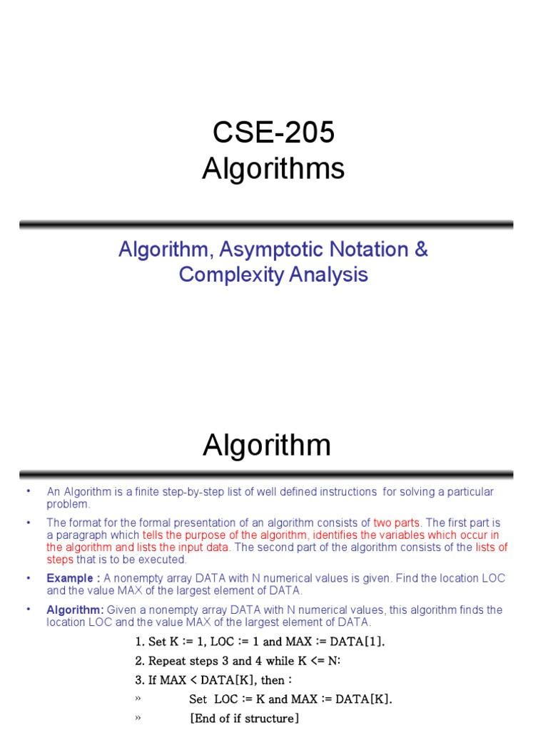 Cse 205 Algorithms Algorithm Asymptotic Notation And Complexity Analysis Pdf Computational 4718
