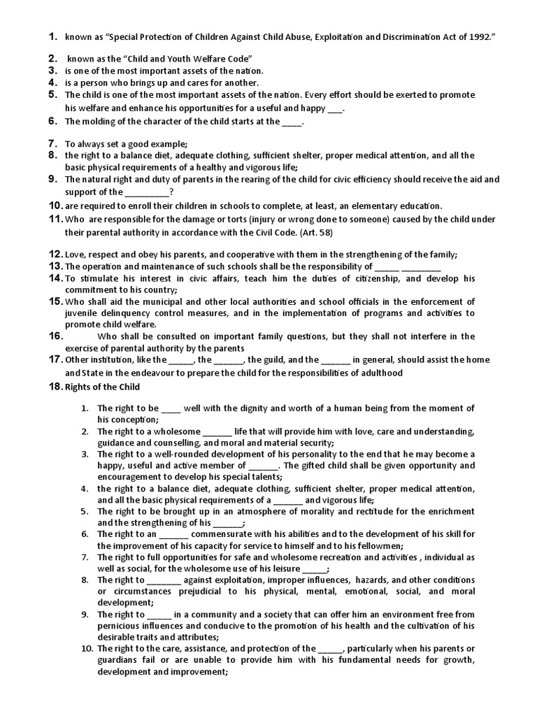 Known As The "Child and Youth Welfare Code" | PDF | Juvenile ...