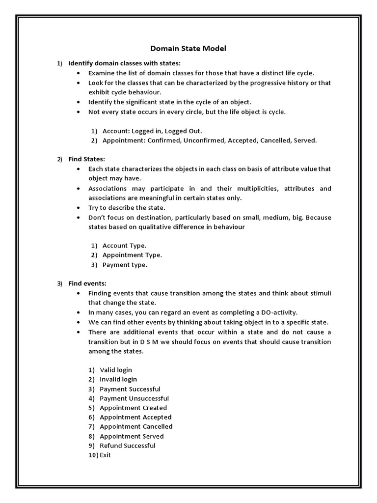 Domain State Model: Identify Domain Classes With States | Download Free ...