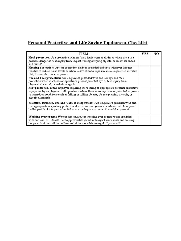 PPE Checklist | PDF