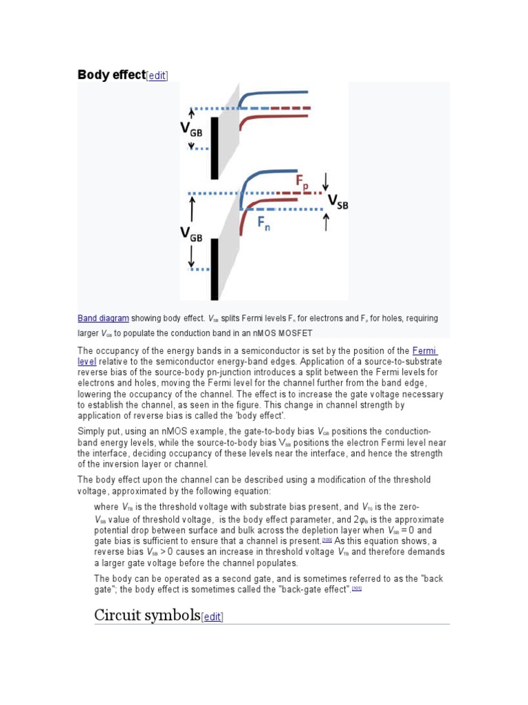 Body Effect: Circuit Symbols | PDF | Field Effect Transistor | Mosfet