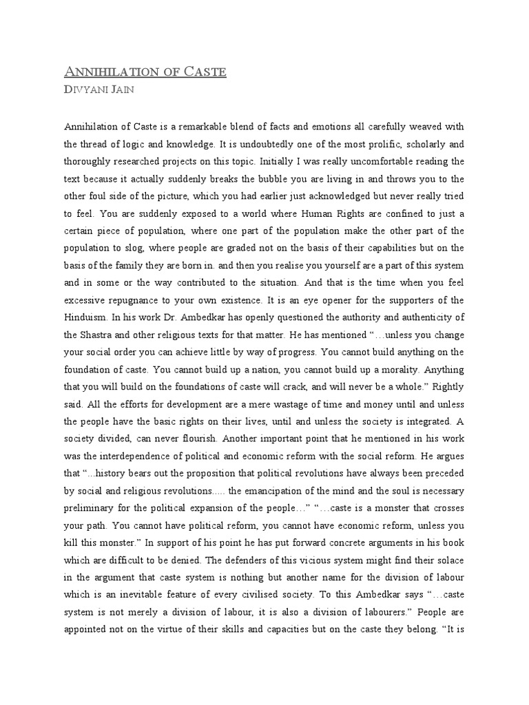 Annihilation of Caste | PDF | Caste | Philosophical Theories