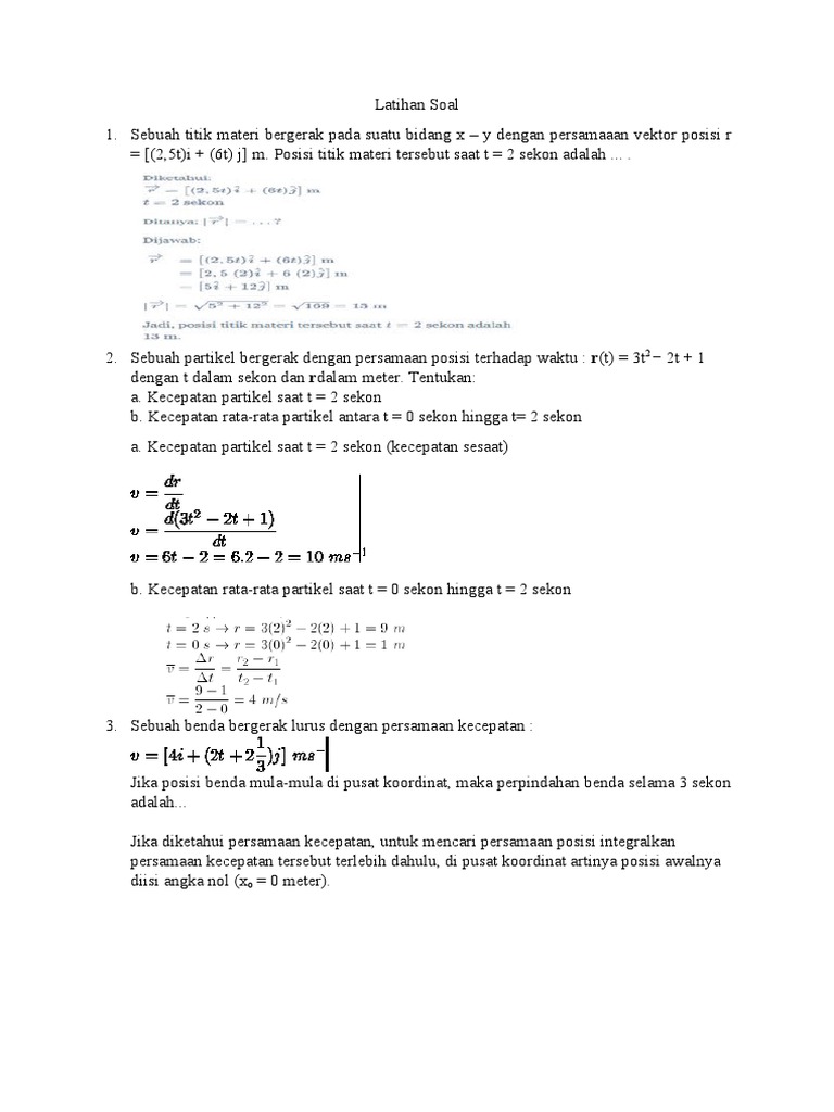 Latihan Soal Kinematika Gerak Vektor Beserta Answerkey | PDF