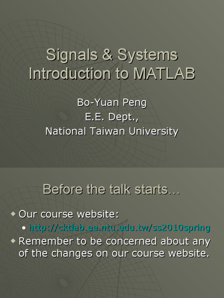 Signals & Systems Introduction To MATLAB | PDF | Matlab | Areas Of ...