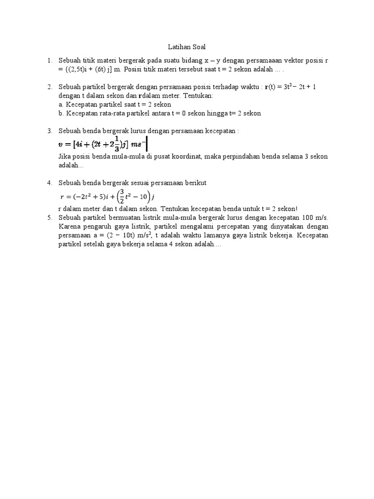 Latihan Soal Kinematika Gerak Vektor | PDF