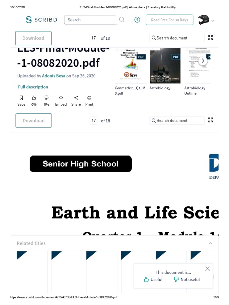 ELS-Final-Module - 1-08082020.pdf - Atmosphere - Planetary Habitability PDF | PDF | Atmosphere ...