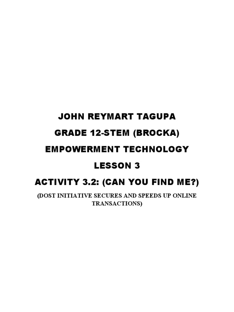 John Reymart Tagupa Grade 12-Stem (Brocka) Empowerment Technology ...