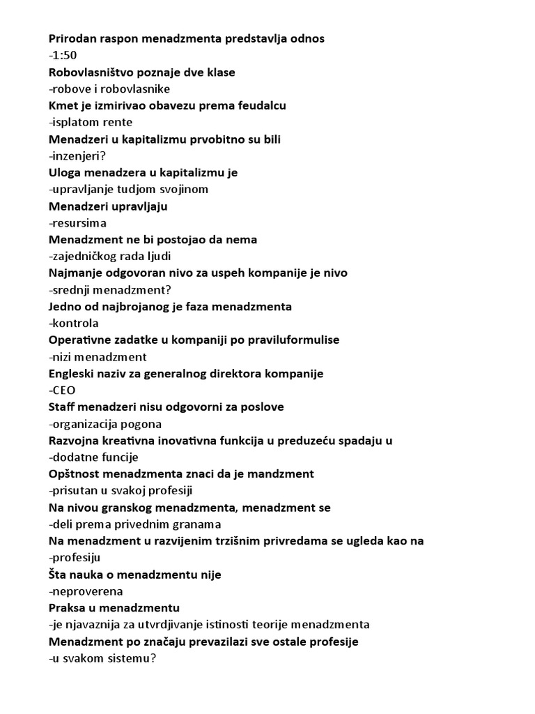 Pitanja Menadzment | PDF