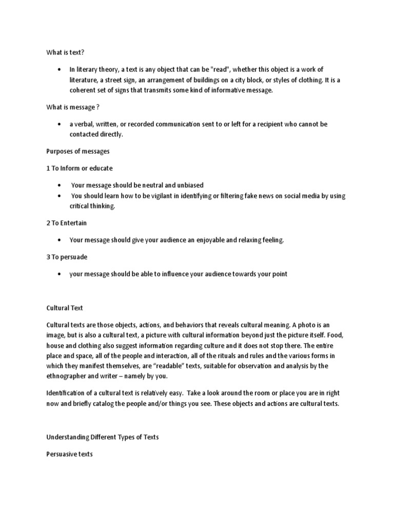 Evaluating Messages/images of Text | PDF | Communication | Information