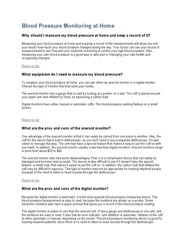 Home Blood Pressure Monitoring Guide | PDF | Hypertension | Blood Pressure