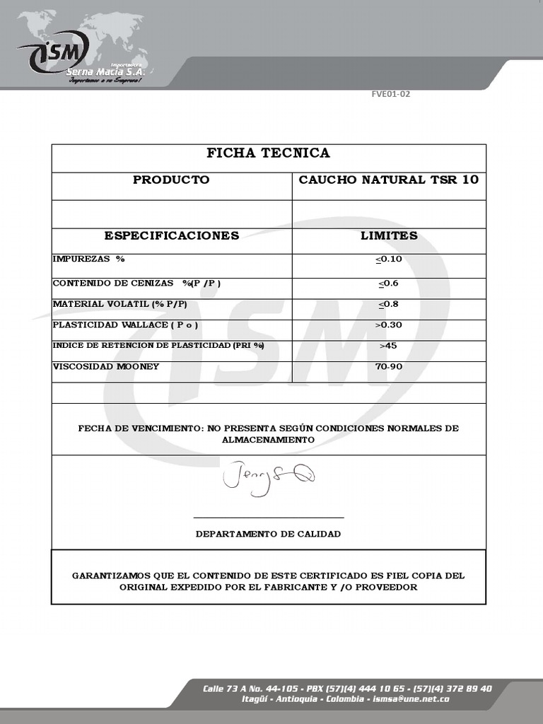 Caucho Natural TSR10 | PDF