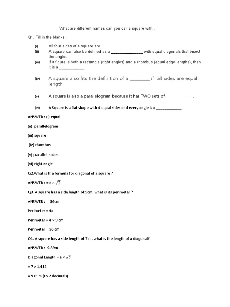 12 July What Are Different Names Can You Call A Square With | PDF