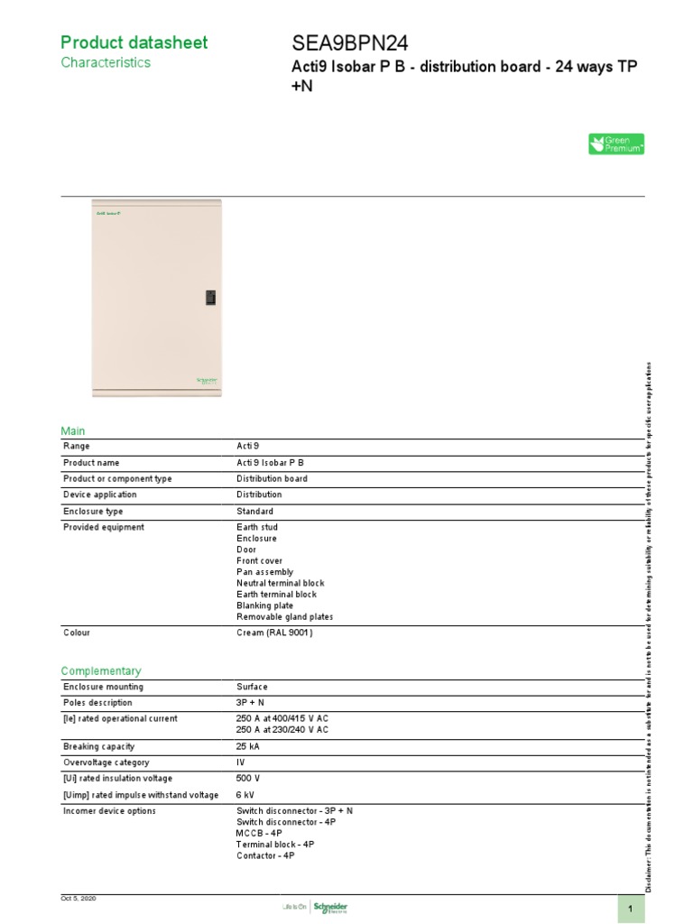 Product Datasheet for the Acti 9 Isobar P B Distribution Board - 24 ...