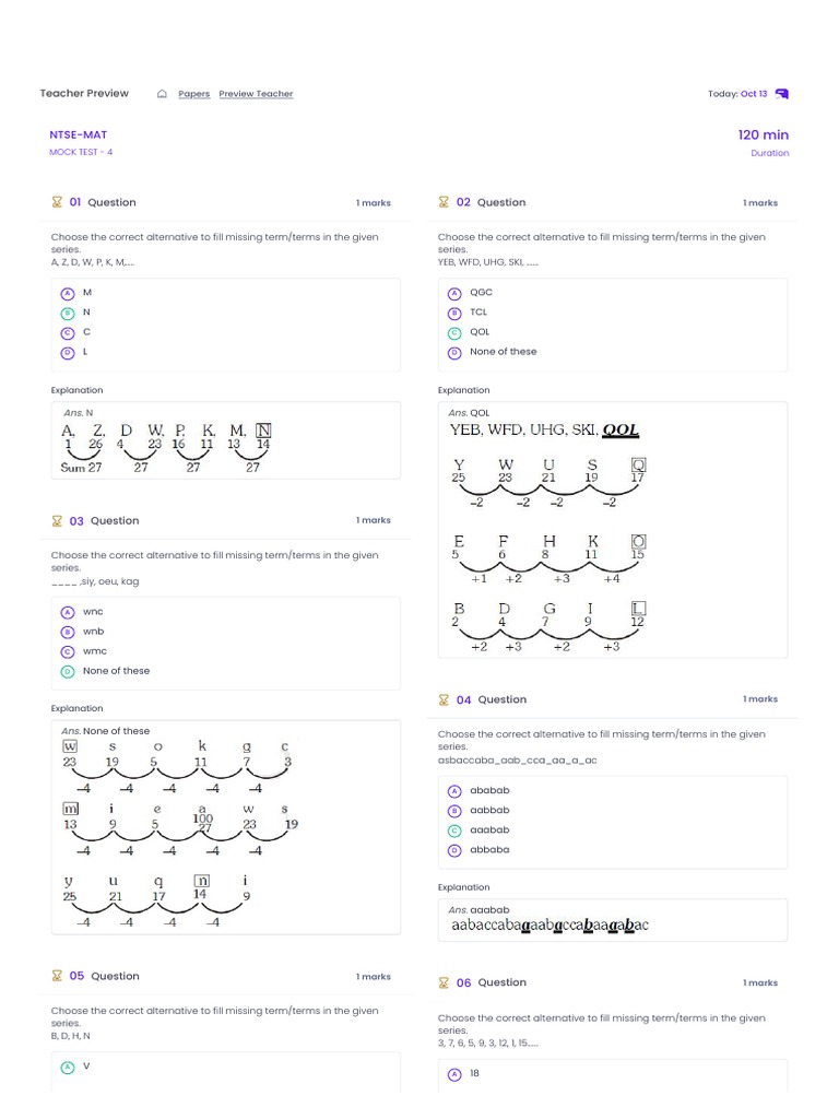 NTSE MAT (Mock Test-4) PDF | PDF | Argument