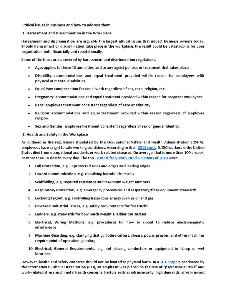 26-06-2020 Common Ethical Issues in The Workplace and How To Solve Them ...