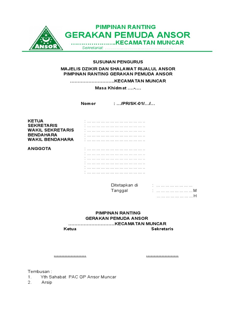 Format SK Rijalul Ansor | PDF