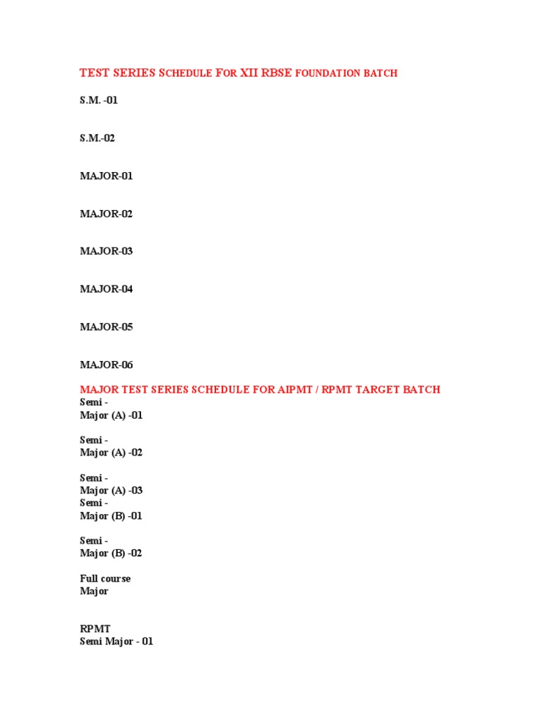 Synthesis Test Schedule | PDF
