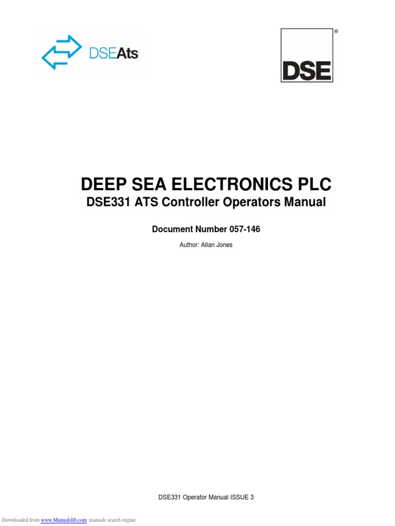 Deep Sea Electronics PLC: DSE331 ATS Controller Operators Manual | PDF ...