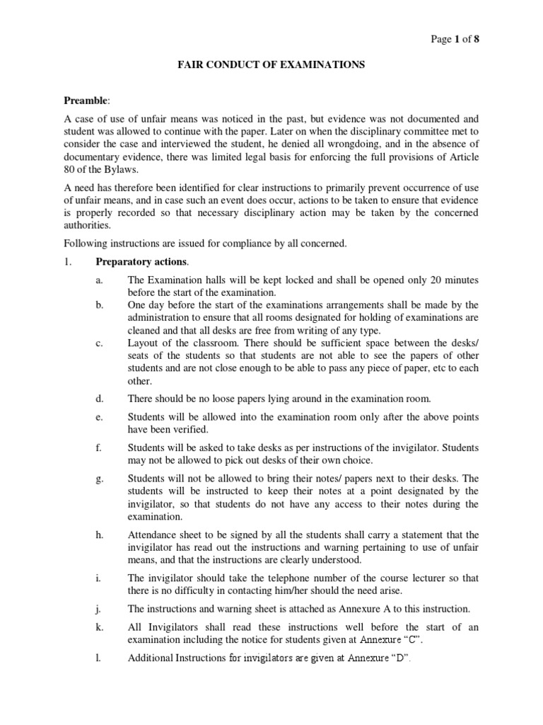 Fair Conduct of Exams Guidelines | PDF | Test (Assessment) | Test ...