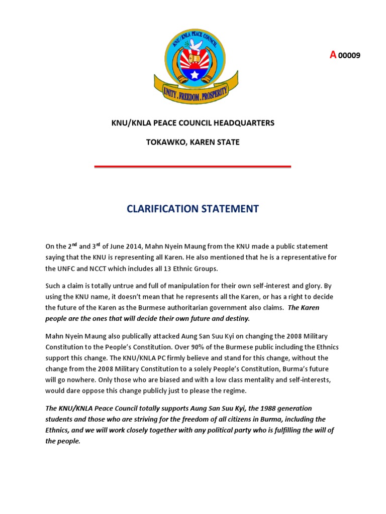 Clarification Statement PDF | PDF | Myanmar | Government