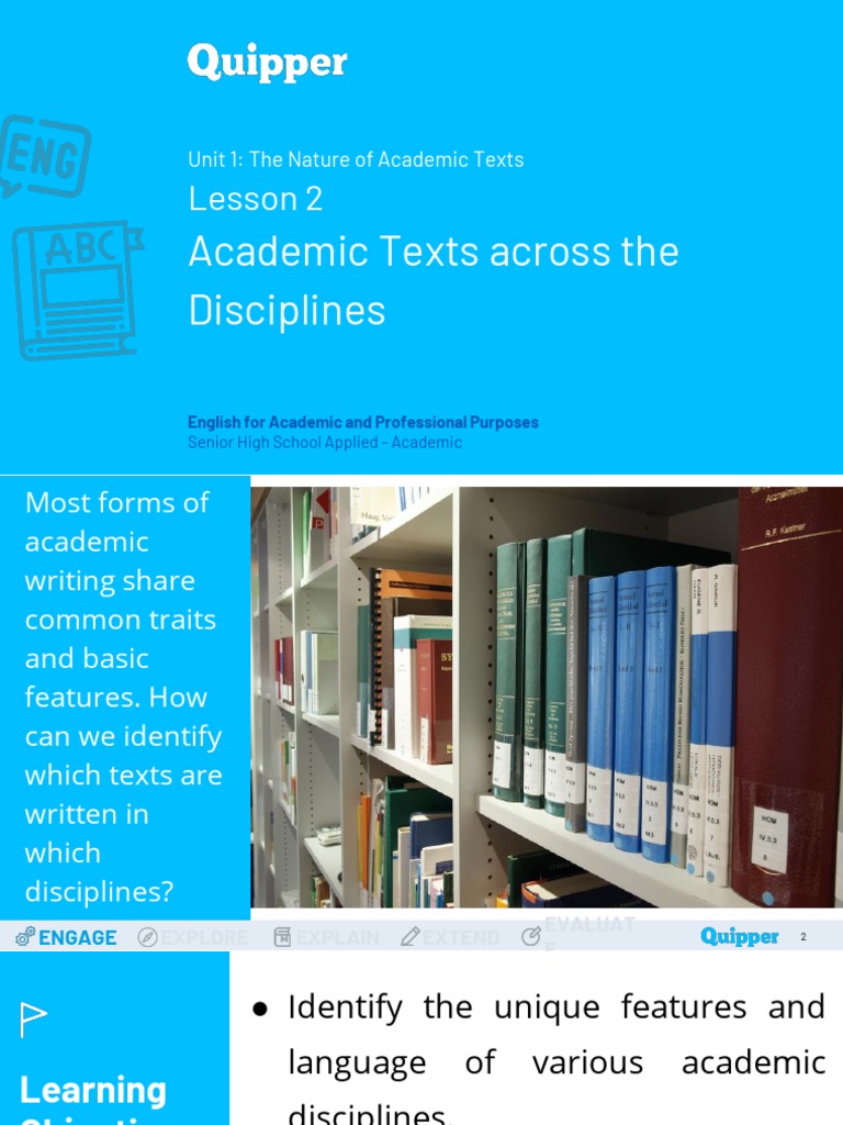 EAP 11 12 UNIT 1 LESSON 2 Academic Texts Across The Disciplines | PDF ...