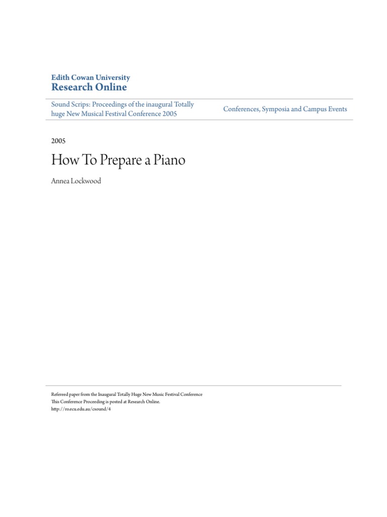 How To Prepare A Piano | PDF | Piano | String Instruments