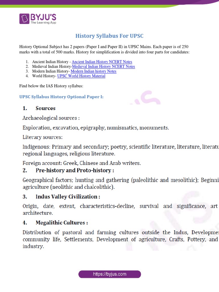 UPSC History Optional Syllabus | PDF