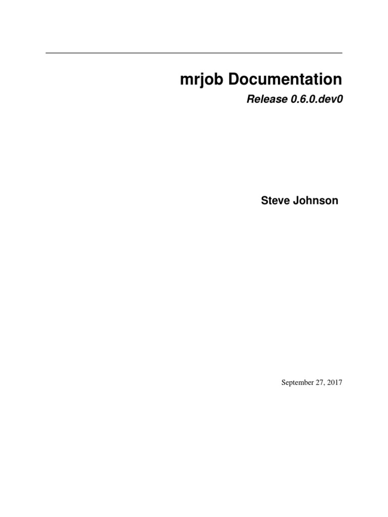 Mrjob Documentation Release 0 6 0 Dev0 Pdf Apache Hadoop Map Reduce