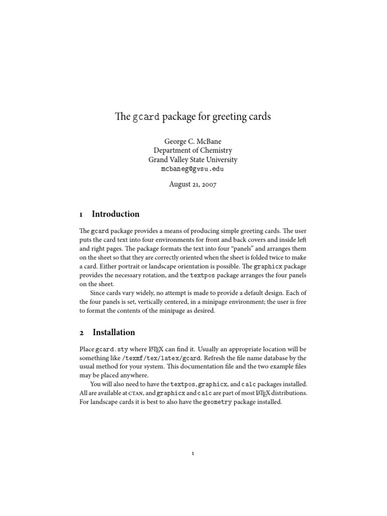 The Gcard Package For Greeting Cards | PDF | Digital Technology | Computing