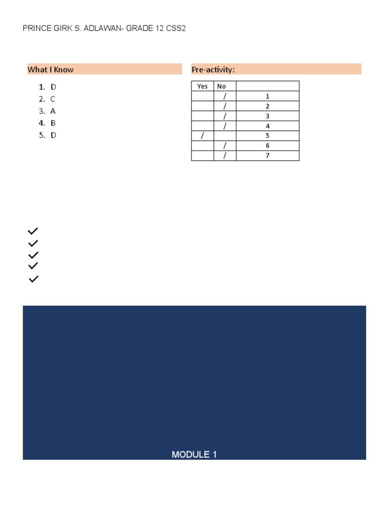 Module 1 Answers | PDF | Physical Fitness | Psychological Concepts