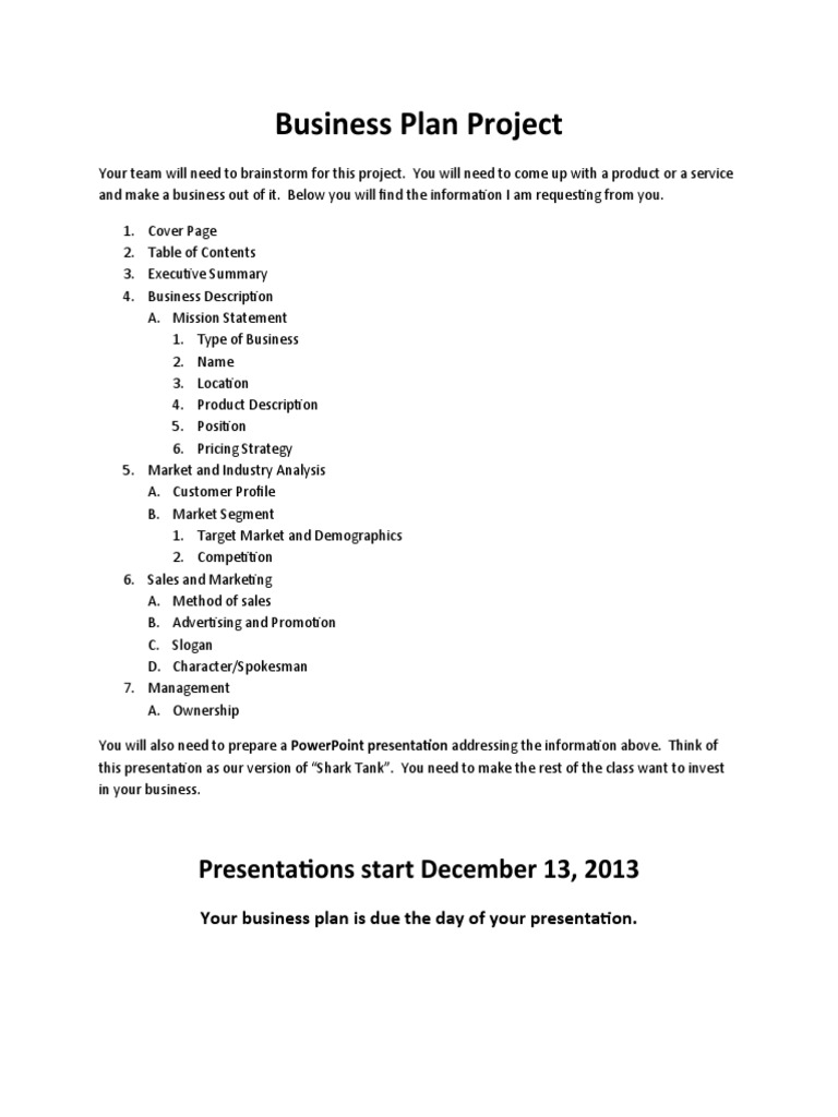 Business Plan Project | PDF
