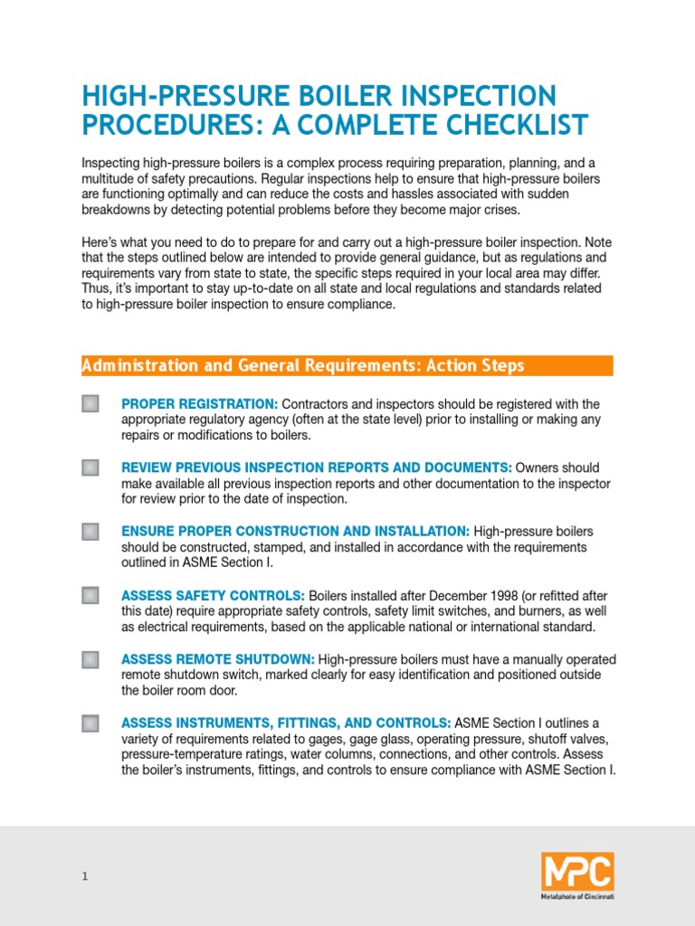 High-Pressure Boiler Inspection Procedures | PDF | Boiler | Valve