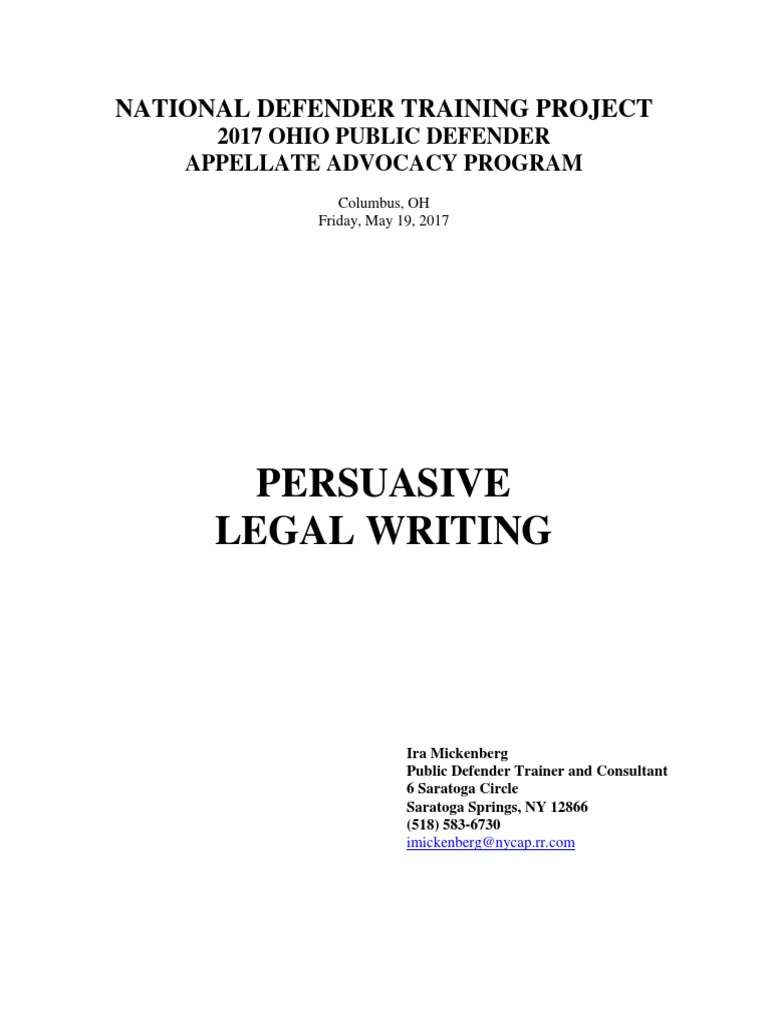 Persuasive Legal Writing: National Defender Training Project | PDF ...
