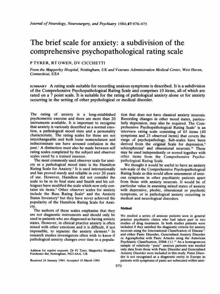 03 The Brief Scale For Anxiety | PDF | Anxiety Disorder | Anxiety