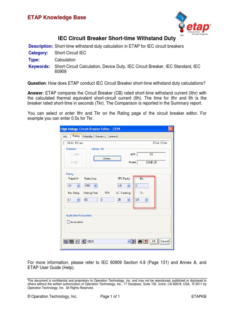 IEC Circuit Breaker Short-Time Withstand Duty PDF | PDF