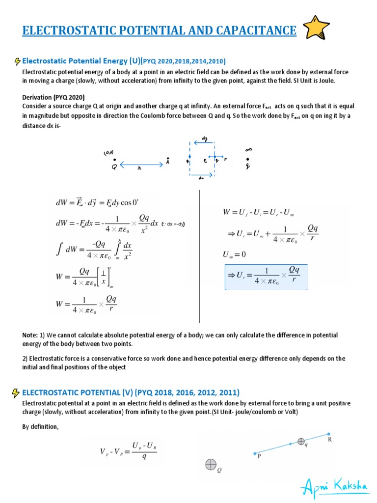 Electrostatic Potential and Capacitance PDF | PDF | Electrostatics ...
